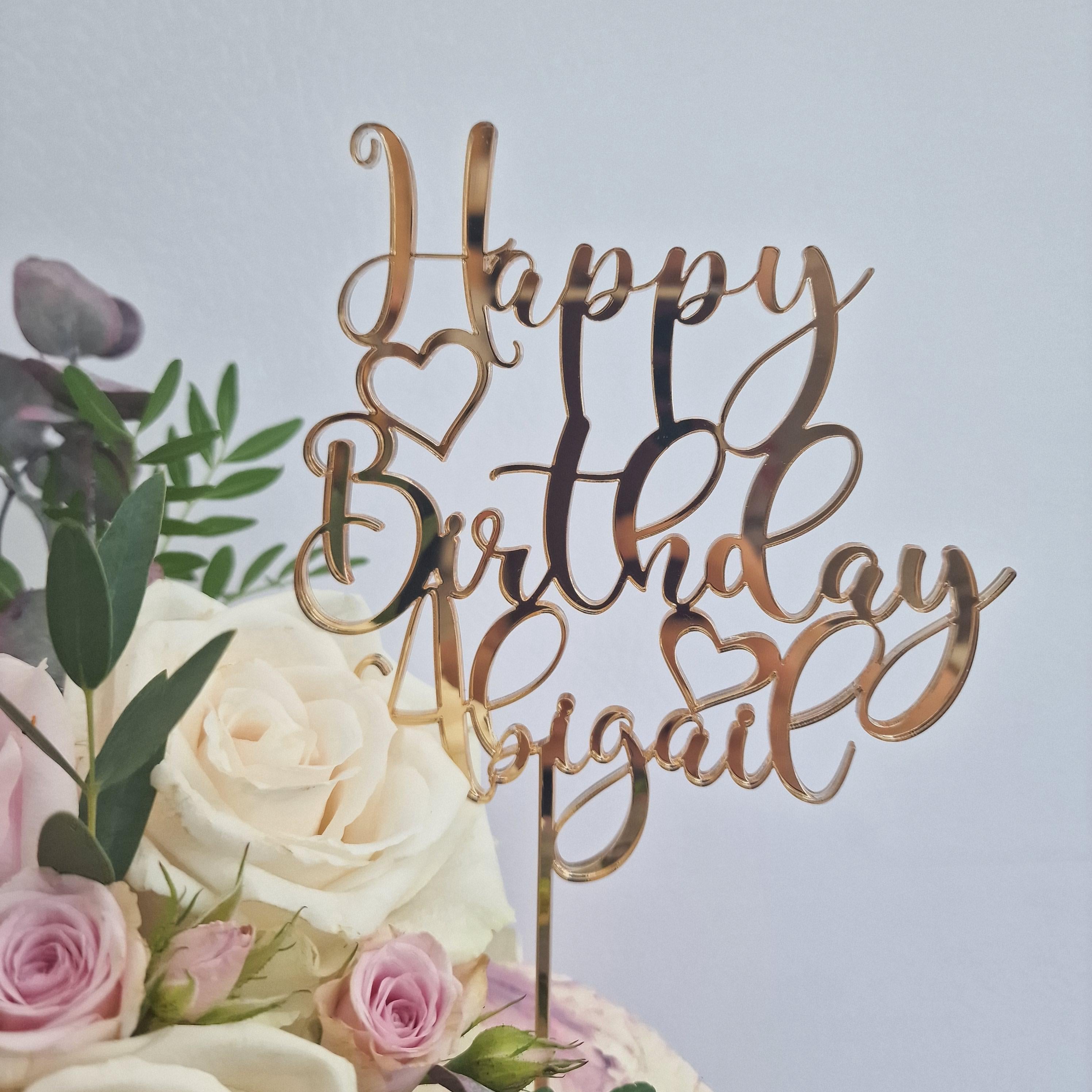 Happy Birthday Cake Topper with Name, Personalized Birthday Cake Toppe ...